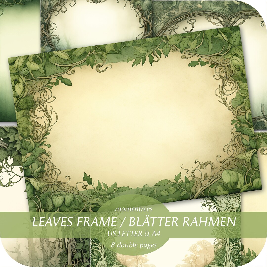 Leaves Frame Forest Trees Basic Digital Papers Download Vintage Junk ...
