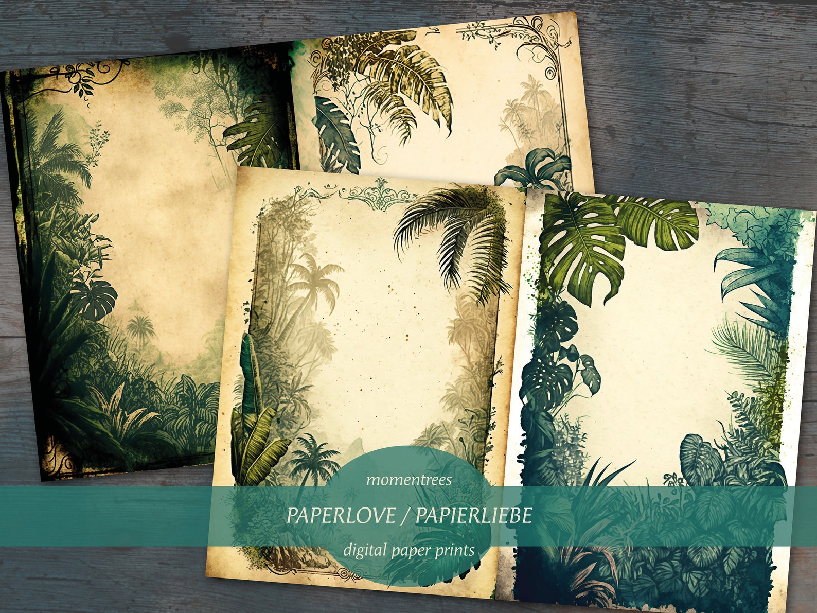 Magic Jungle Digital Paper: Vintage Ephemera for Junk Journals (A4/US ...