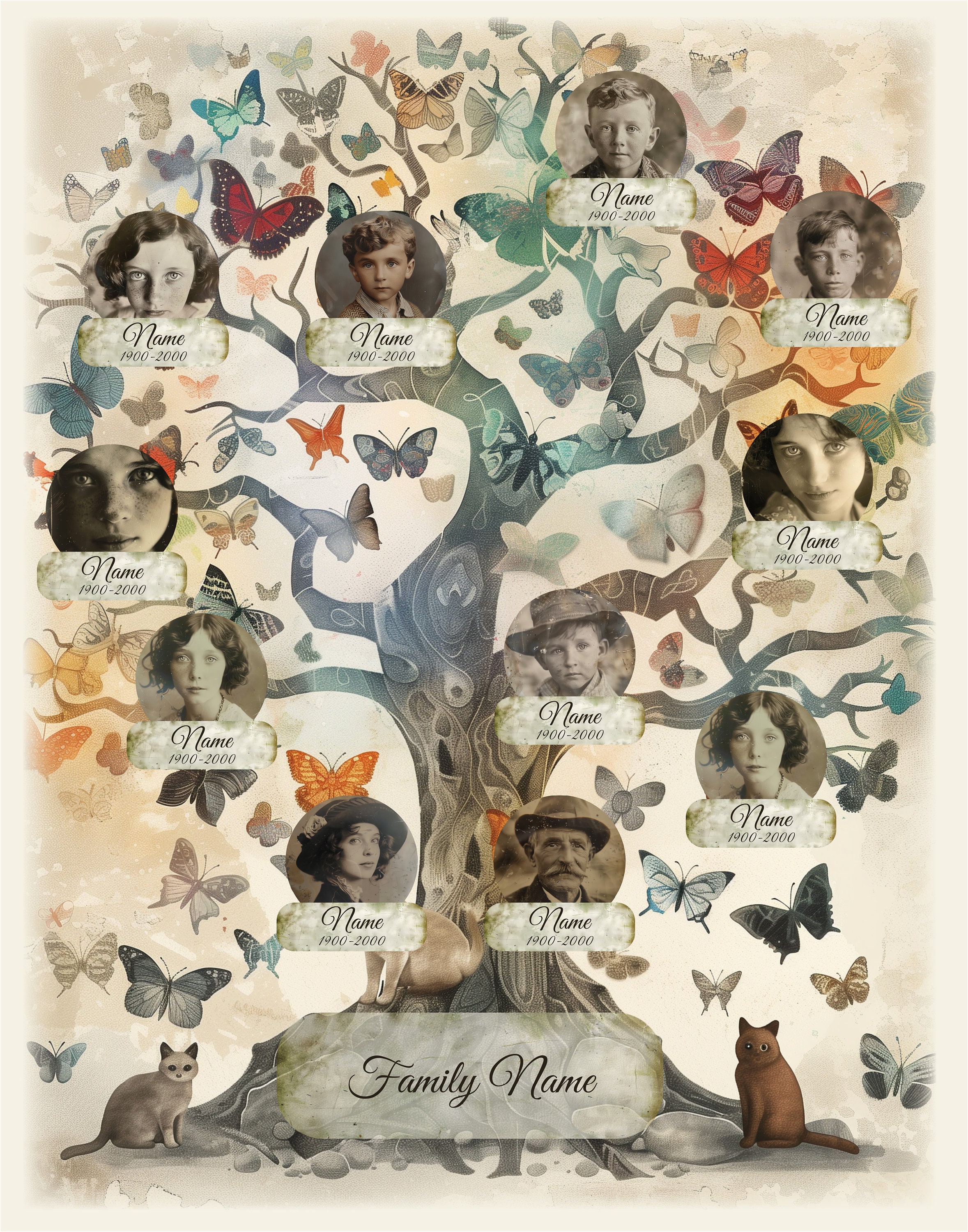 Special Family Tree, Family Tree, for Families Who Love Butterflies, to ...