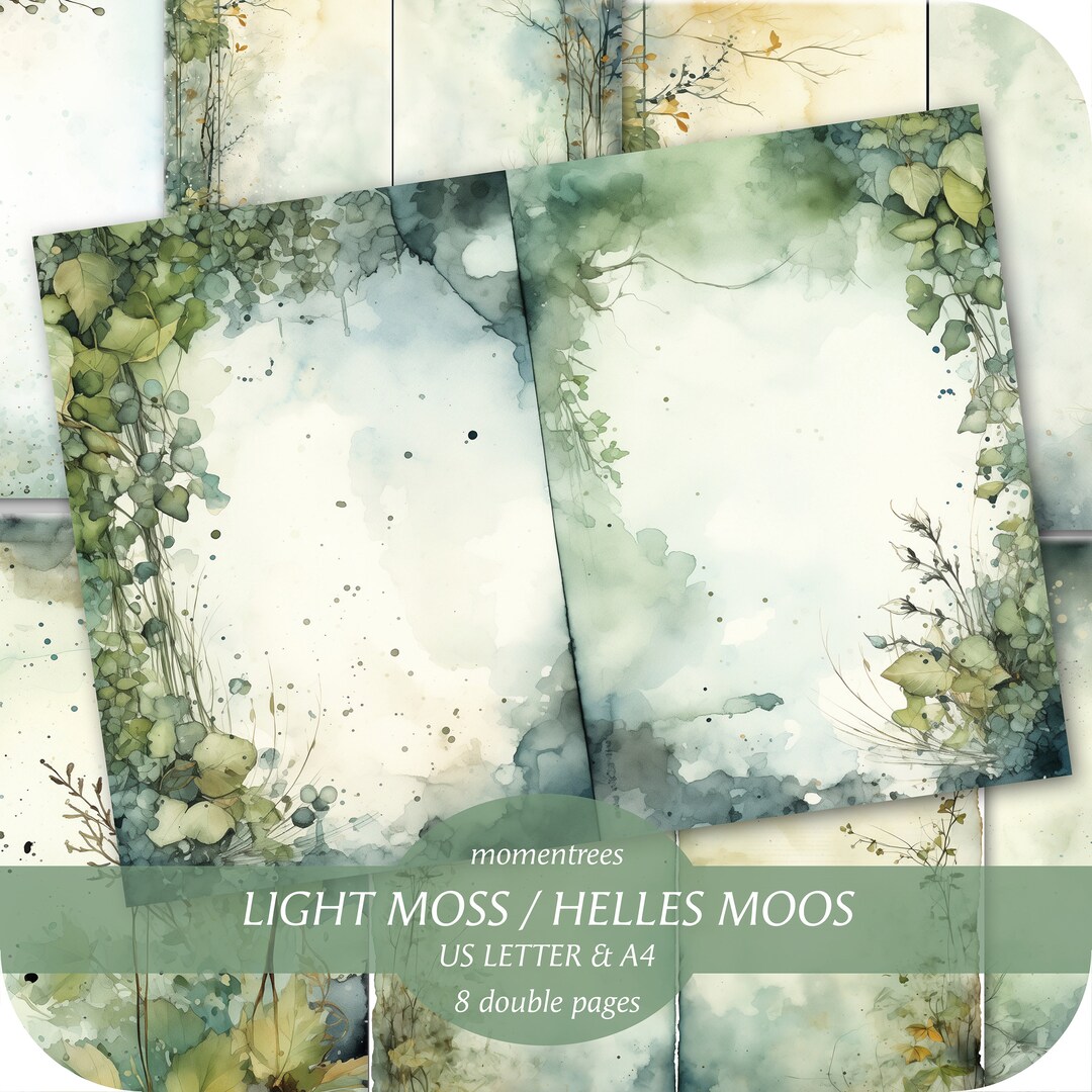 Light Basic Forest Moss Digital Paper for Junk Journals, Journal Paper ...