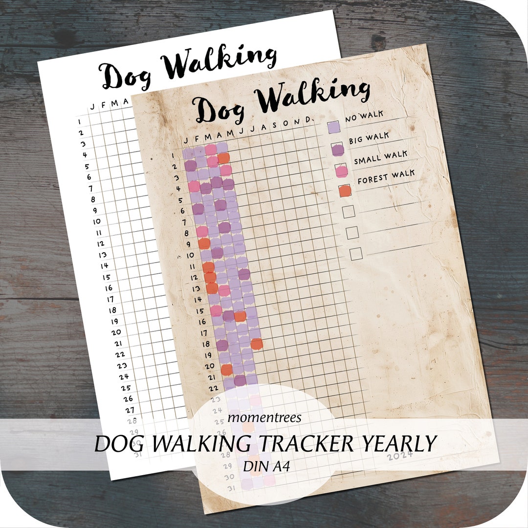 Dog Walking Tracker Yearly Printable Journal Page Planner Page Daily ...