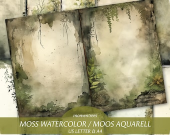 Forest Moss Border Basic Digital Paper for Junk Journals, Journal Paper ...