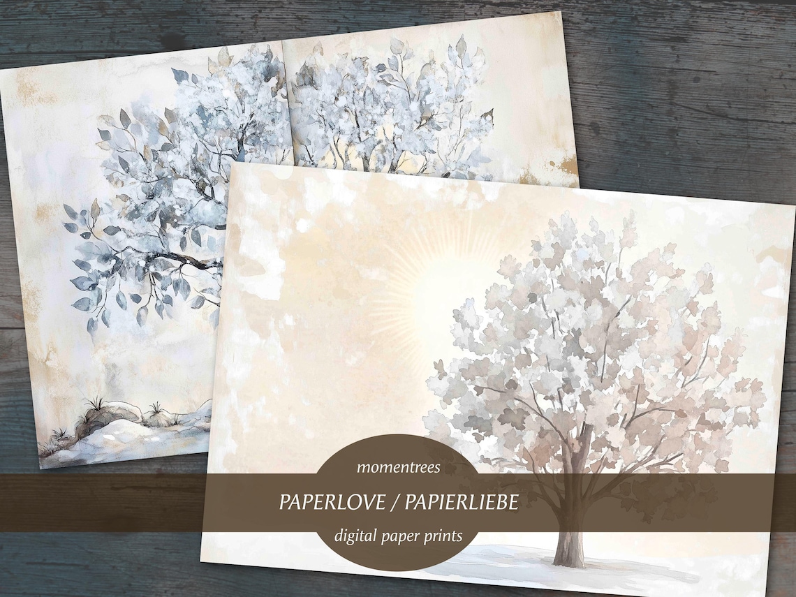 Winter Trees Digital Paper: Vintage Journal Kit (digital Download) - Etsy
