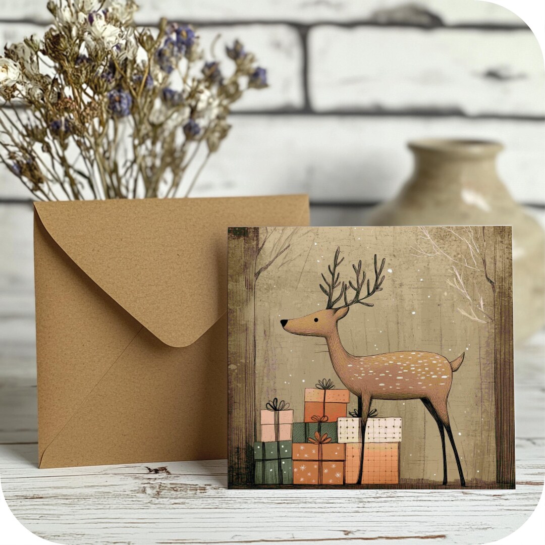 Cute Christmas Deer Cards, Clipart, Cute Deer Graphics for Christmas ...