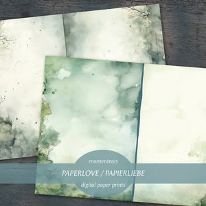 Basic Bluegreen Forest Moss Digital Paper Junk Journals, Journal Paper ...