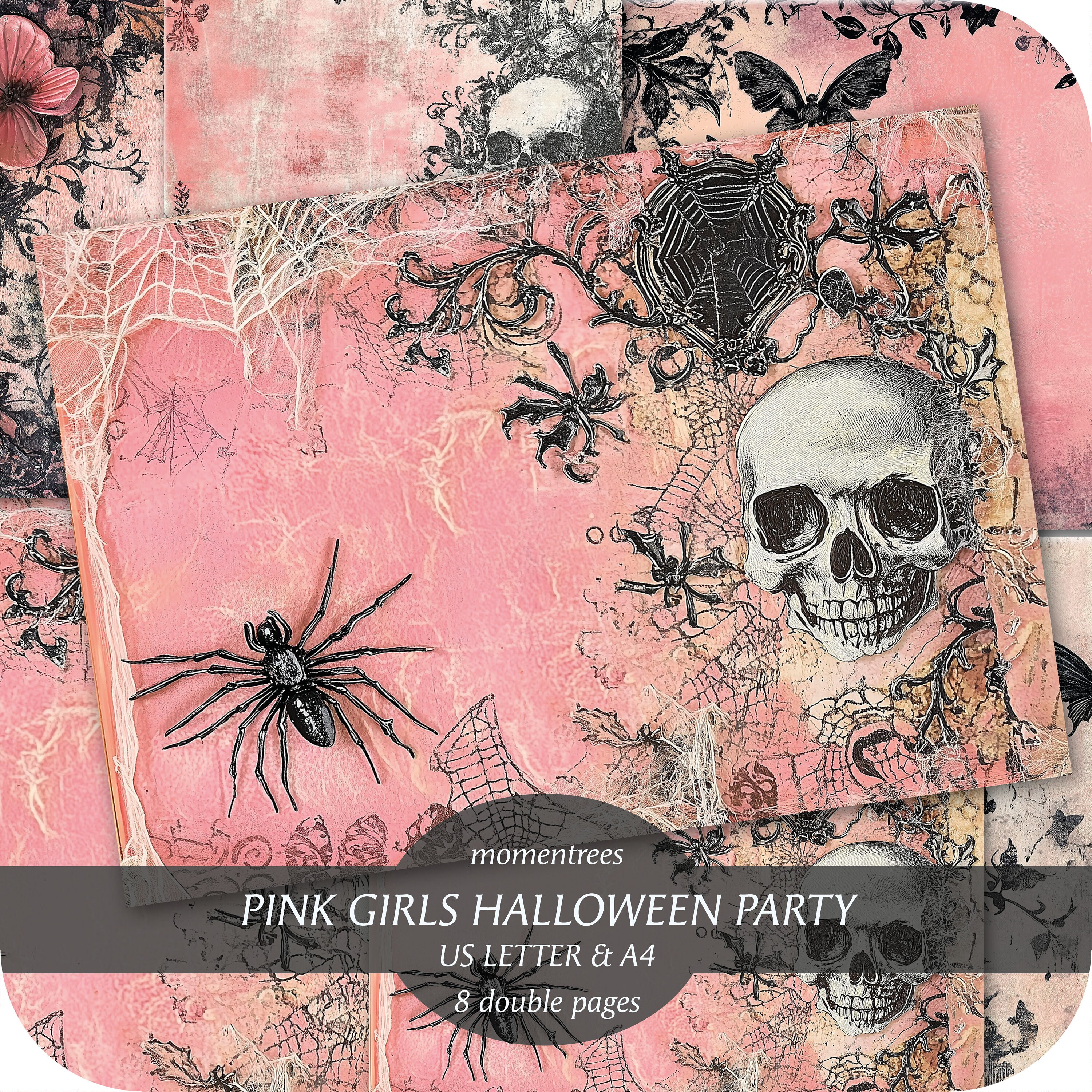 PINK GIRLS HALLOWEEN Party, Digital Papers for Crafts - Etsy