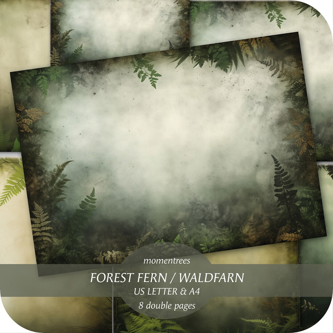 Forest Fern Basic Digital Papers Download Vintage Stationery Journal ...
