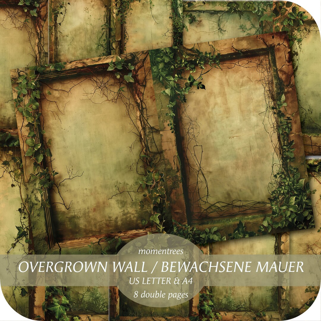 Forest Moss Digital Paper: Overgrown Wall Junk Journal (A4/US Letter ...