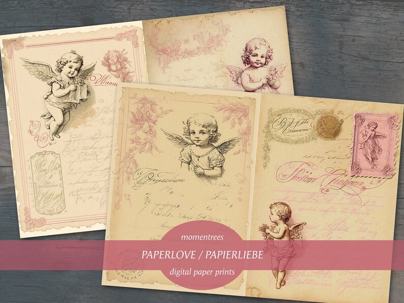 PINK ANGEL LETTERS Junk Journal Kit, Postcard Junk Journal Pages ...