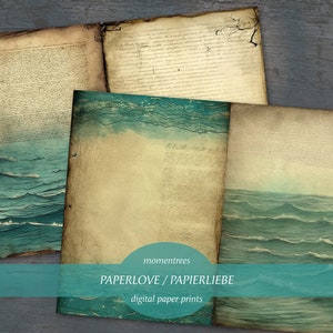 Lined Ocean Papers to Download Vintage Stationery Journal Kit ...