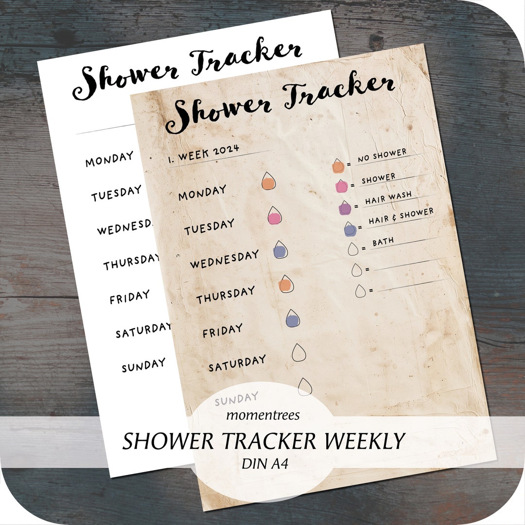Shower Tracker Weekly Printable Journal Page Planner Page Daily Tracker ...