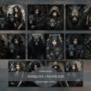 Black Wolf Vampires Werewolf Gothic Mystical Junk Journal Digital Paper ...