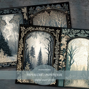 Winter Garden Eden Magic Trees Digital Papers Download Vintage Junk ...