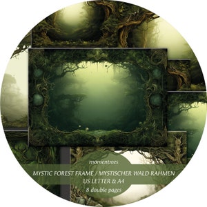 Mystic Forest Frame Basic Digital Paper Download Vintage Stationery ...