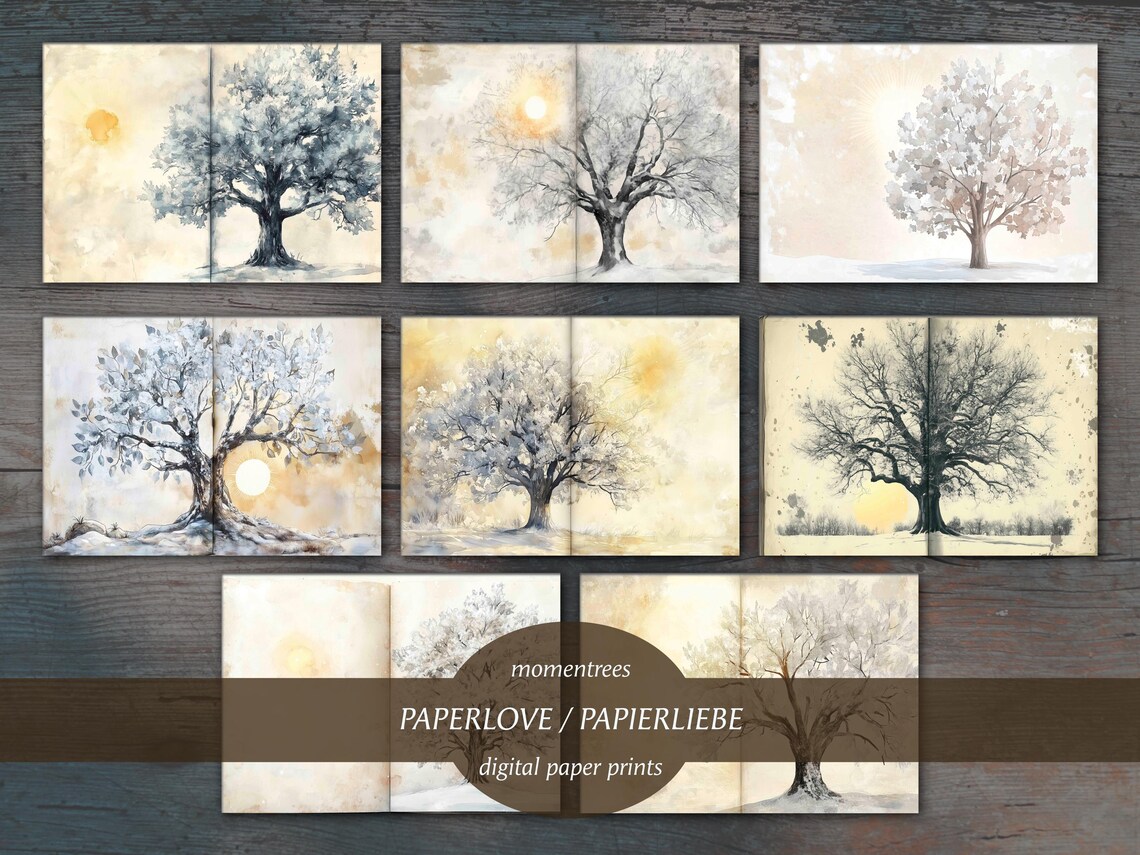 Winter Trees Digital Paper: Vintage Journal Kit (digital Download) - Etsy