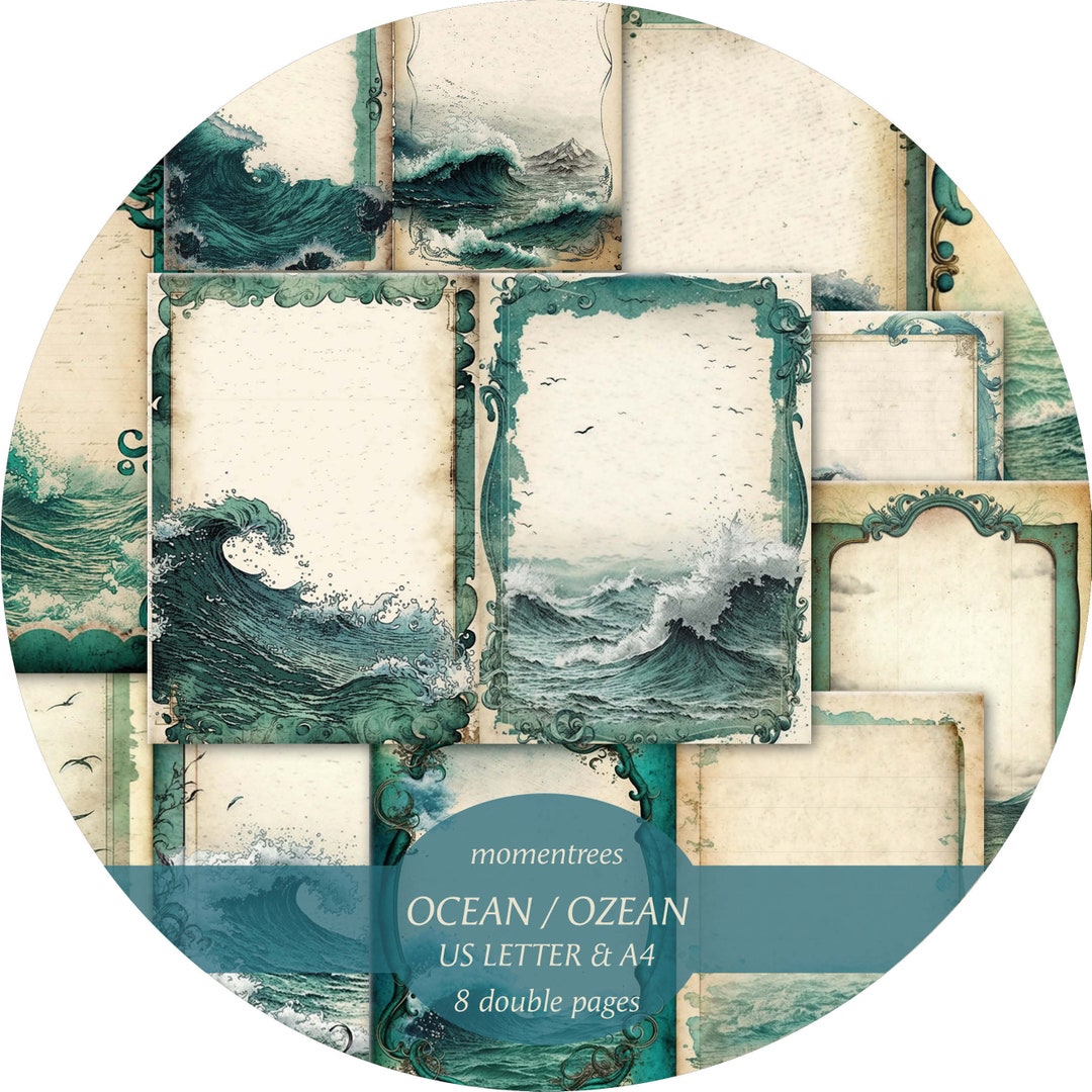 Magic Ocean Digital Papers to Download Vintage Stationery Journal Kit ...