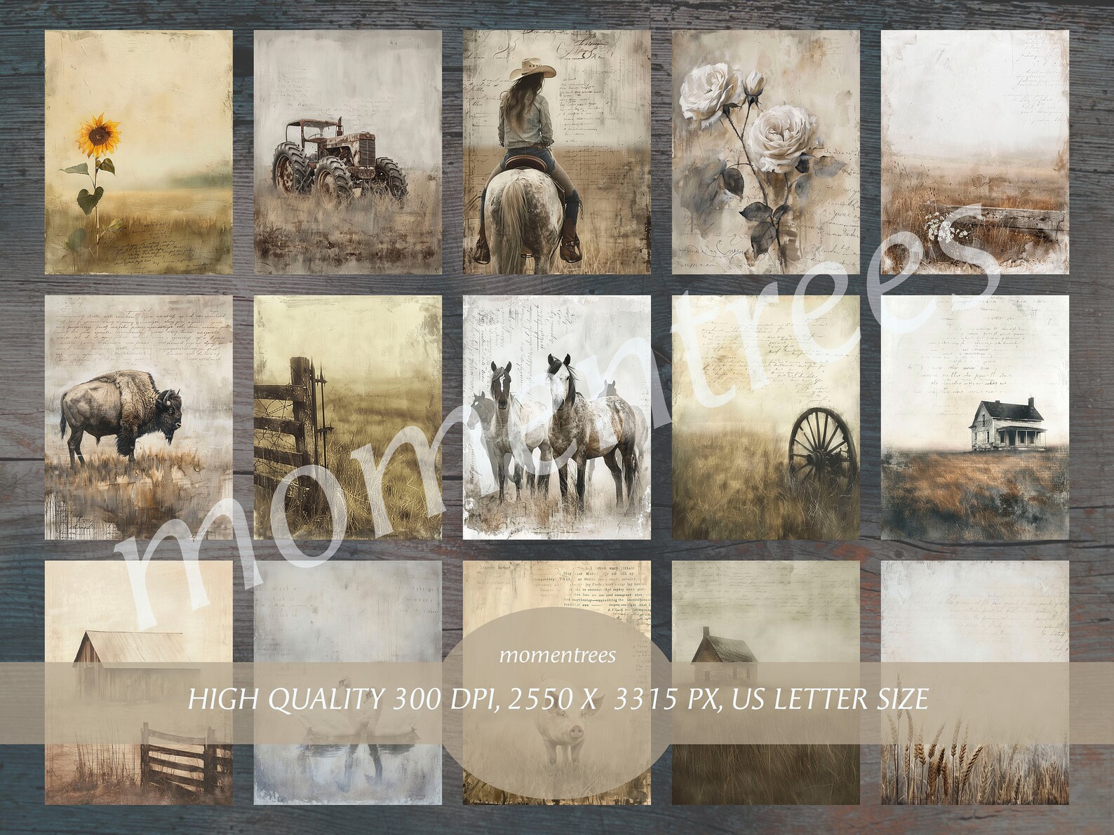 Farm Life Digital Paper: Country Scrapbook Pages (digital Download) - Etsy
