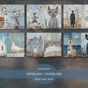 Autumn Blue Pastel Papers, Fall Journal, Vintage Cute Pages for ...