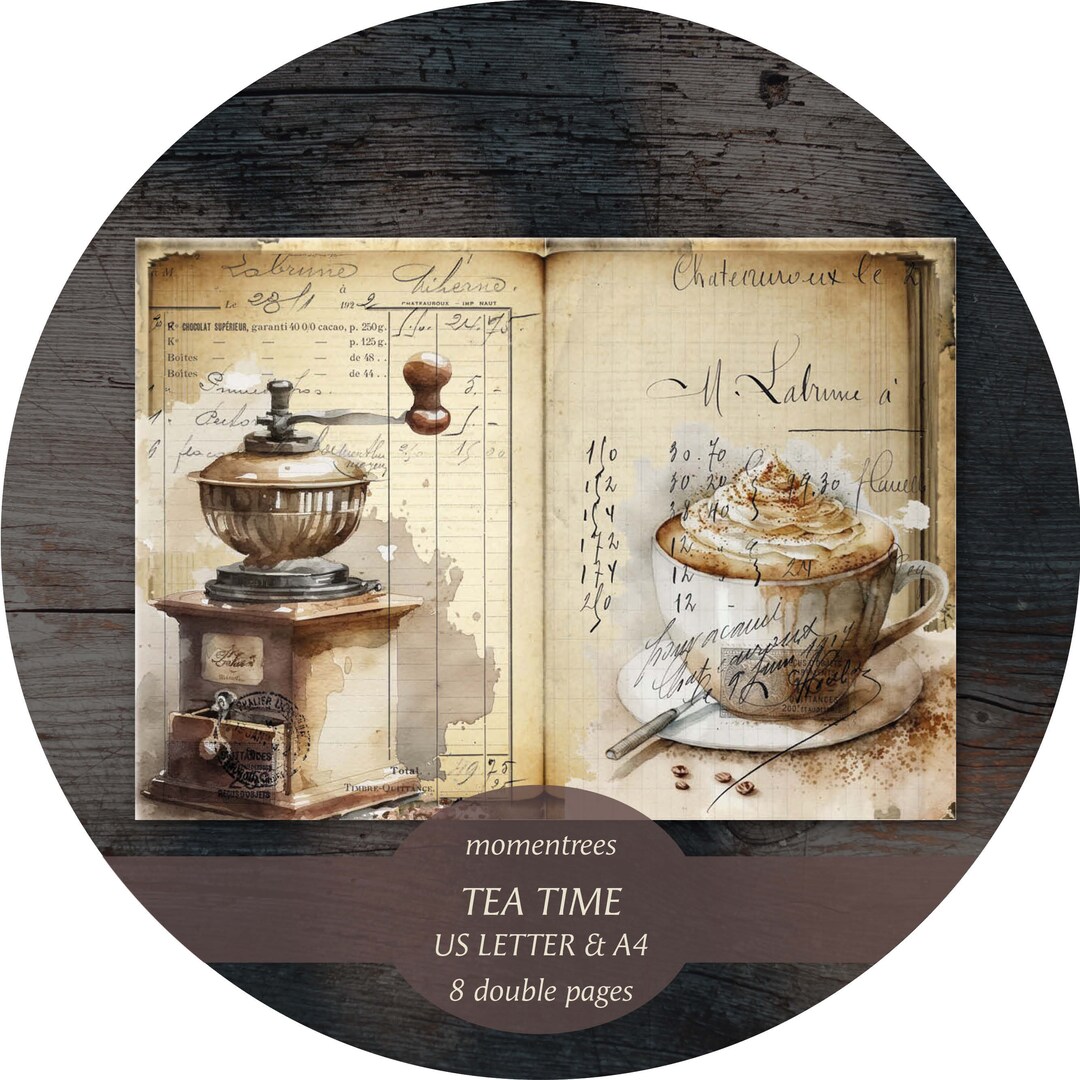 Tea Time Scrapbook Paper: Vintage Journal Pages (PDF Download) - Etsy