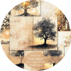 Sun Trees Digital Papers to Download Vintage Stationery Journal Kit ...