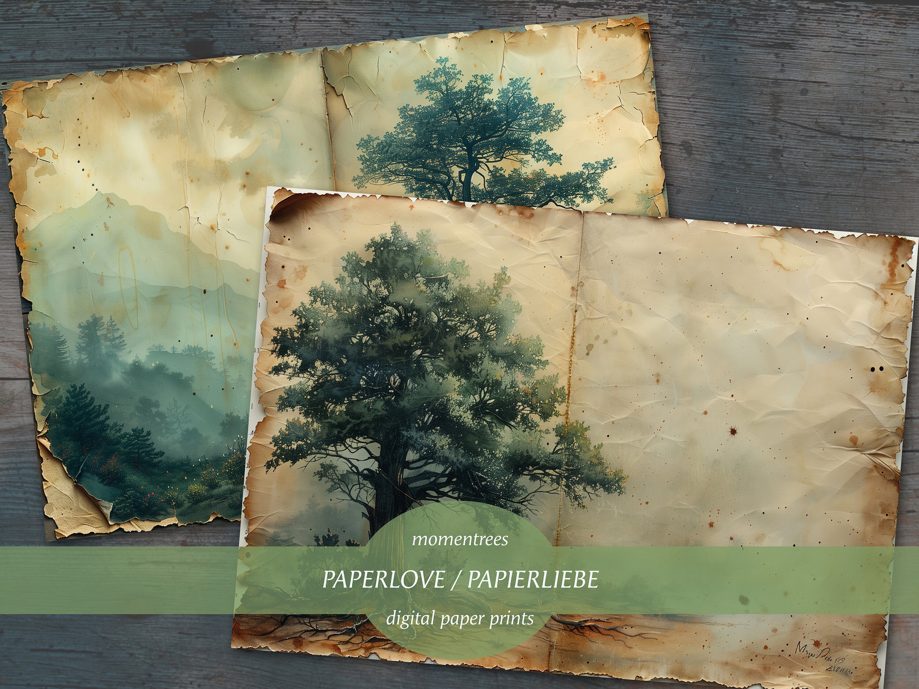 Vintage Tress and Rocks Digital Paper: Journal Kit (A4/US Letter) - Etsy