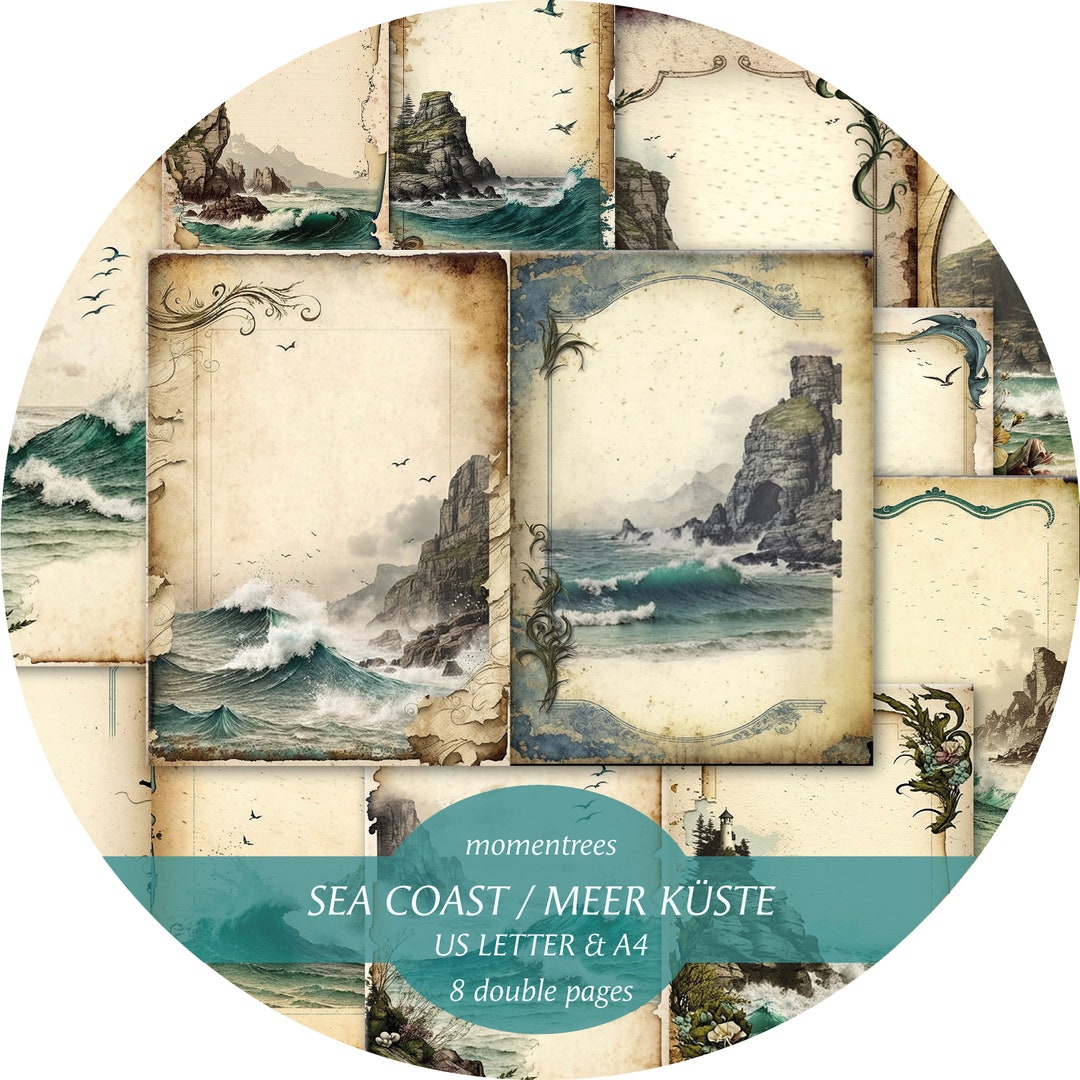 SEA COAST Junk Journal Kit Sea Junk Journal Pages, Sea Cliffs, Water ...