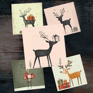 Cute Christmas Deer Cards, Clipart, Cute Deer Graphics for Christmas ...