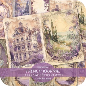 French Diary Digital Junk Journal Kit, Lavender Collage to Print ...