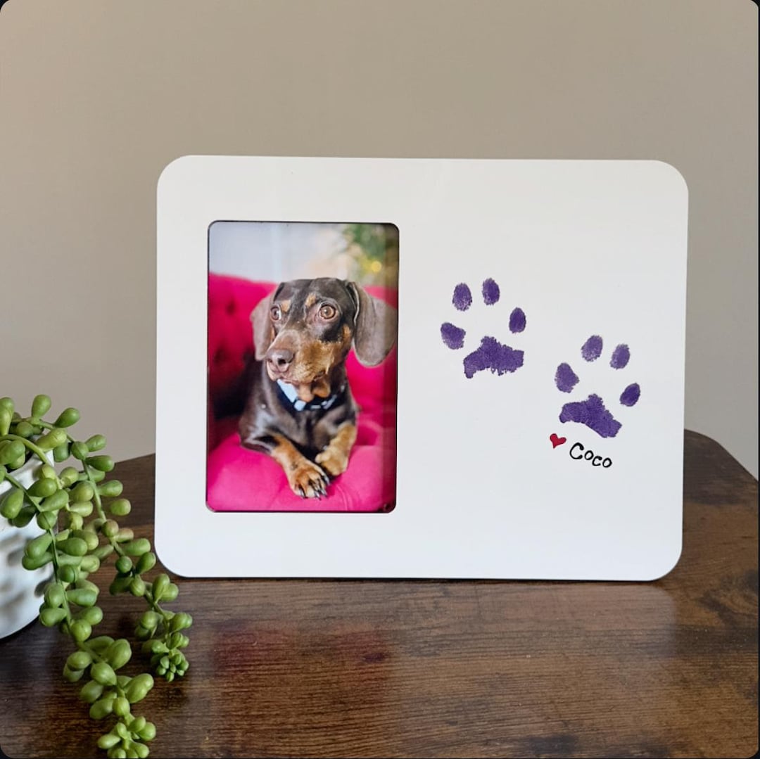 Personalised Photo Frame, Paw Print Photo Frame, Pet Photo Frame, Paw ...