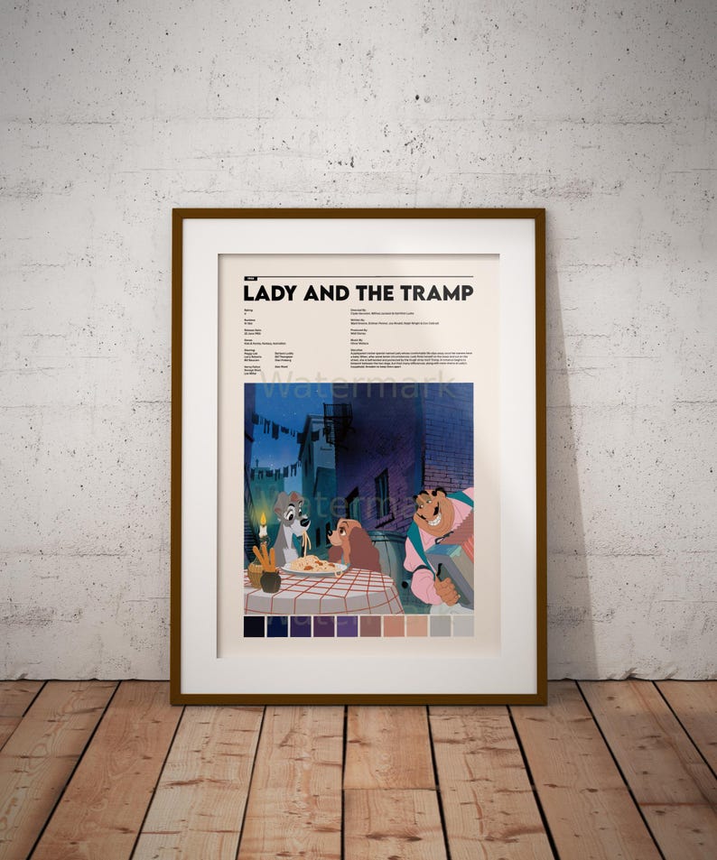 Lady and the Tramp Poster | Wall Art Print | Vintage Art Print | Custom ...