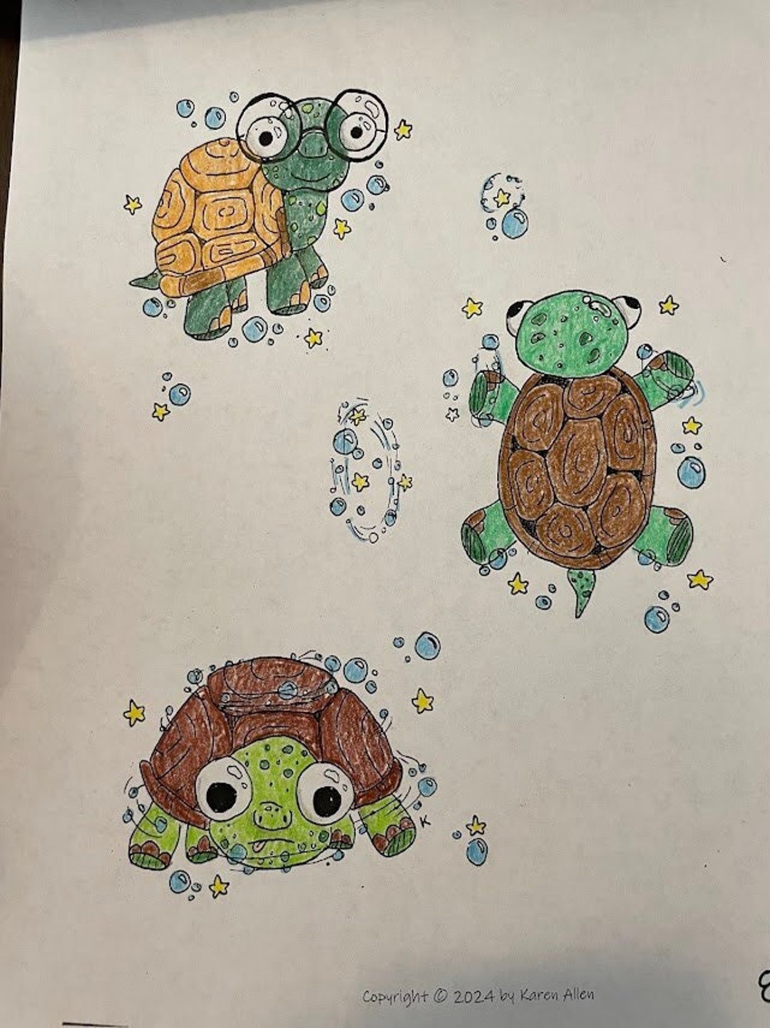 Spinning Turtles Coloring Page - Etsy