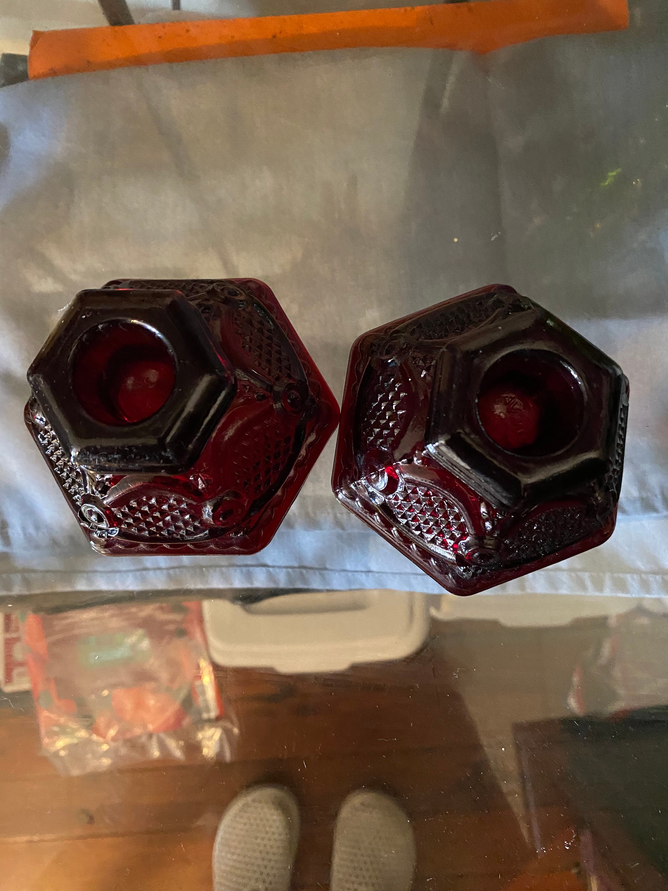 Ruby Red Taper Candle Holders - Etsy