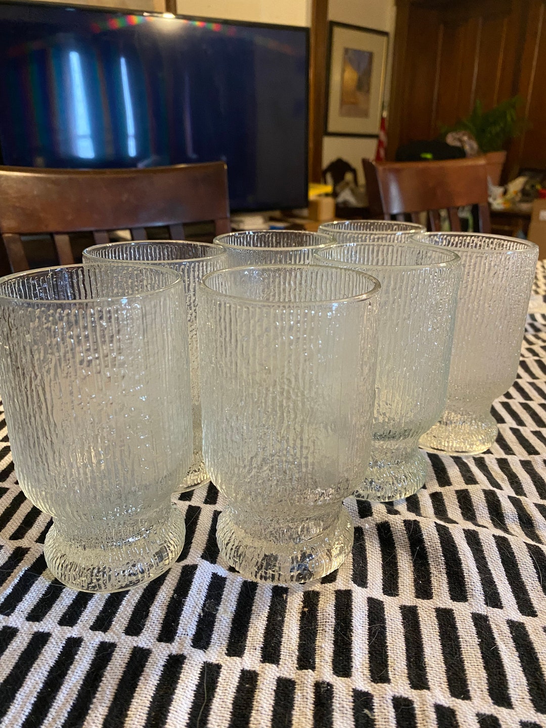 Textured Crystal Ice Water Glasses Set of 7 - Etsy