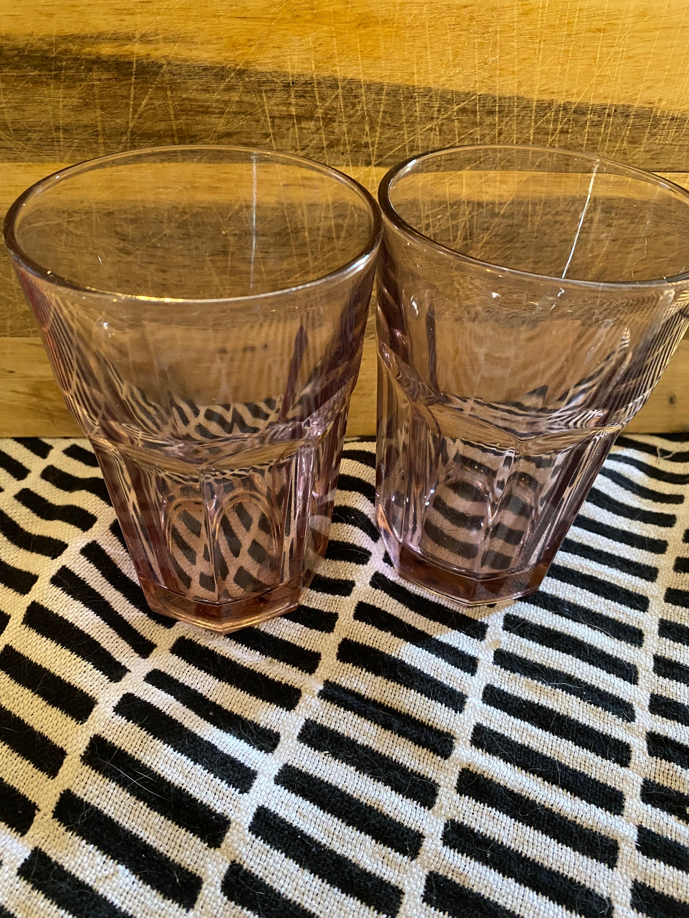 Vintage Pink Water Glass Tumblers Set of 2 - Etsy