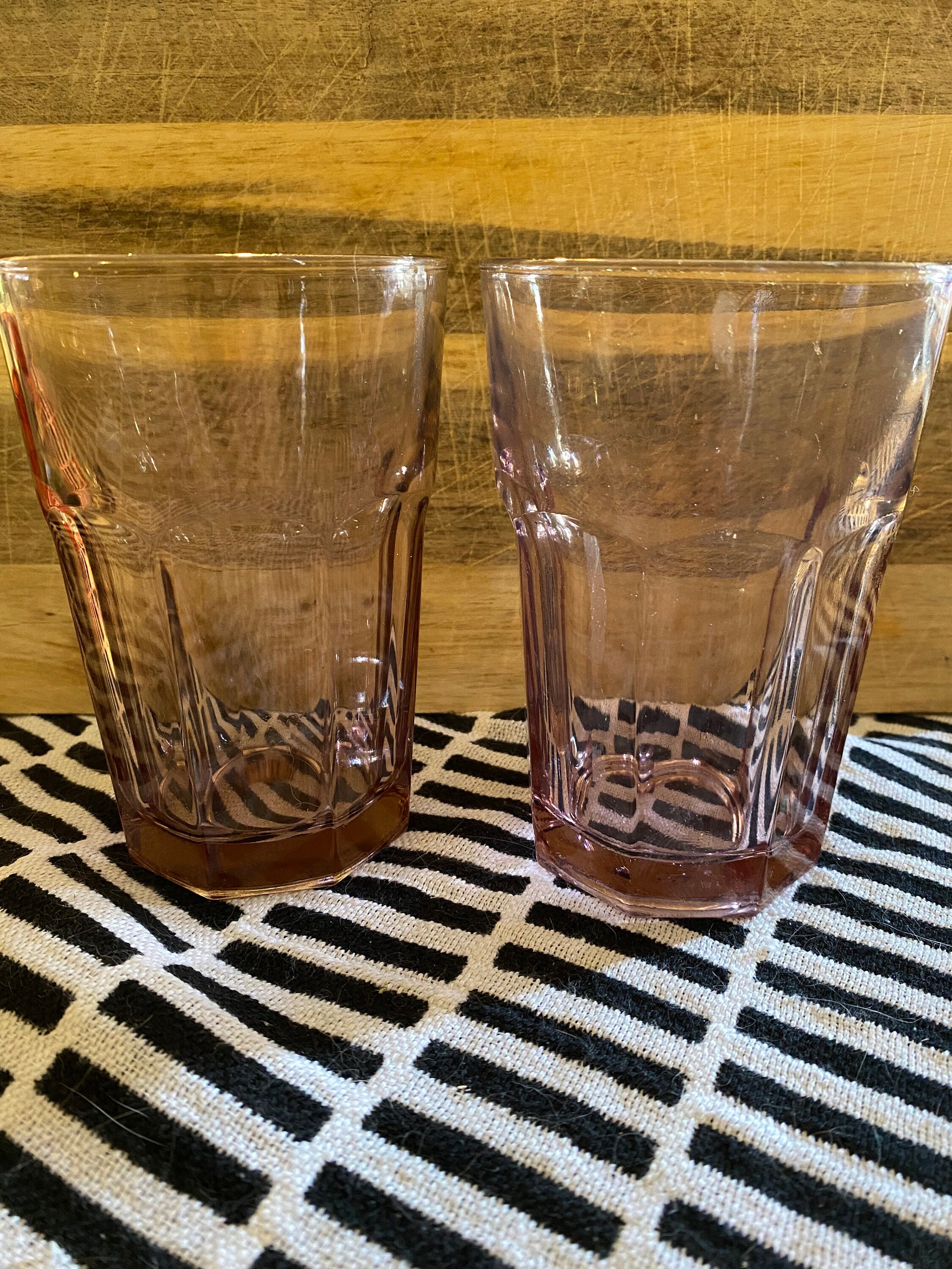 Vintage Pink Water Glass Tumblers Set of 2 - Etsy