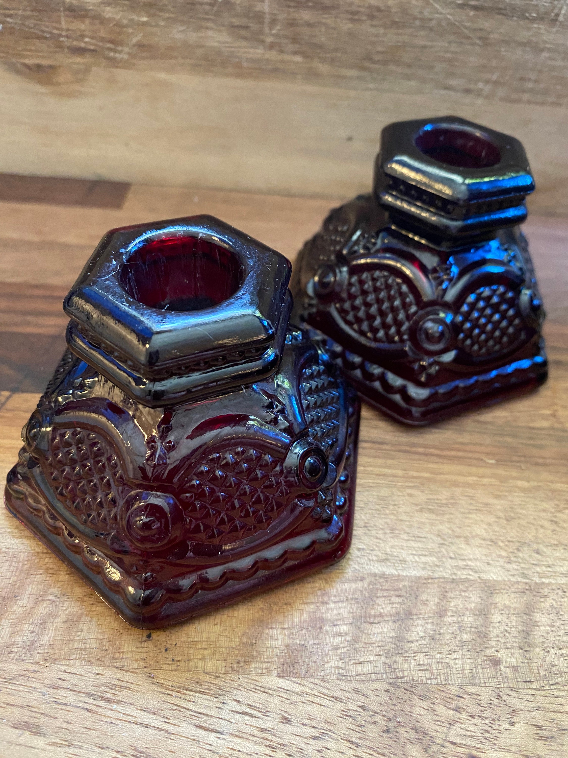 Ruby Red Taper Candle Holders - Etsy