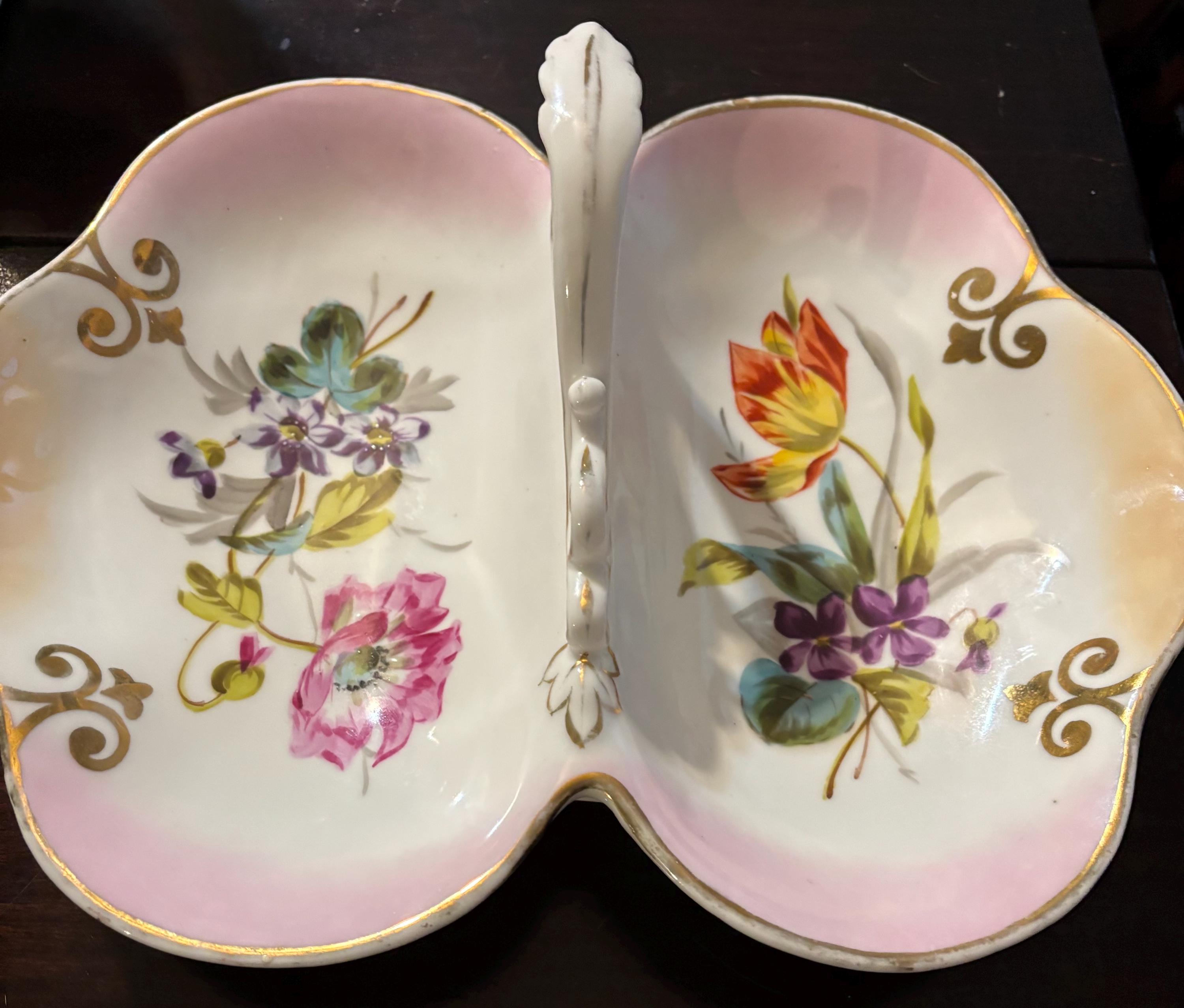 Vintage Porcelain Butterfly Serving Dish, Floral Collection Plate - Etsy