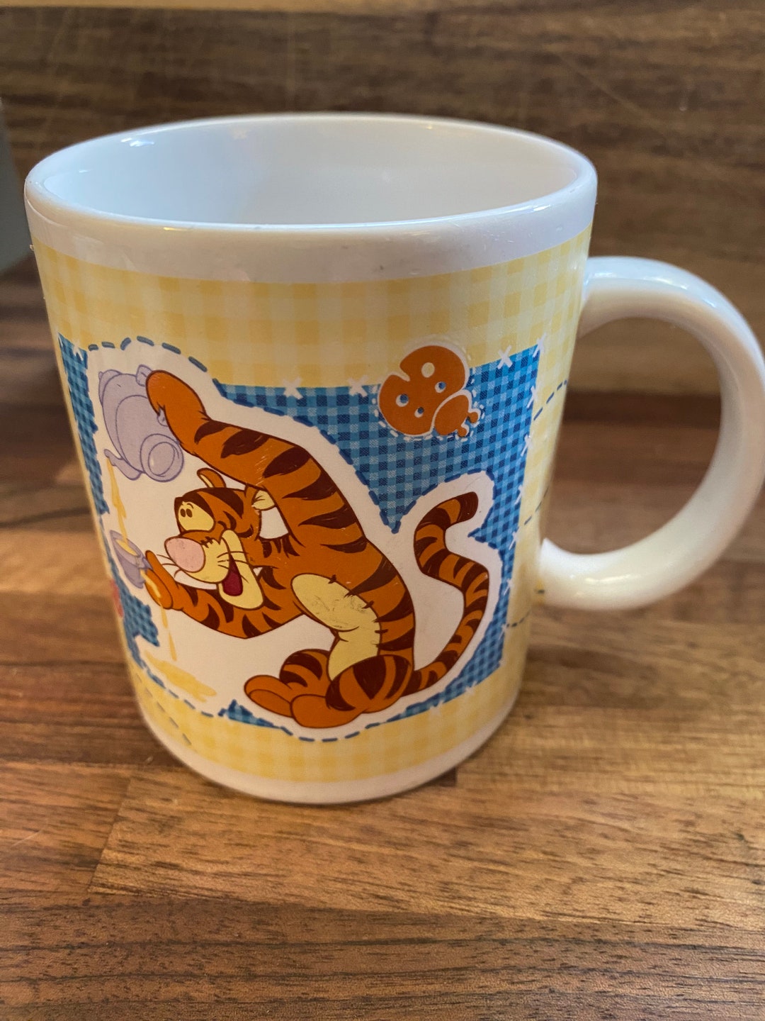Yellow and Blue Gingham Check Tigger Mug Stamped on Bottom. - Etsy