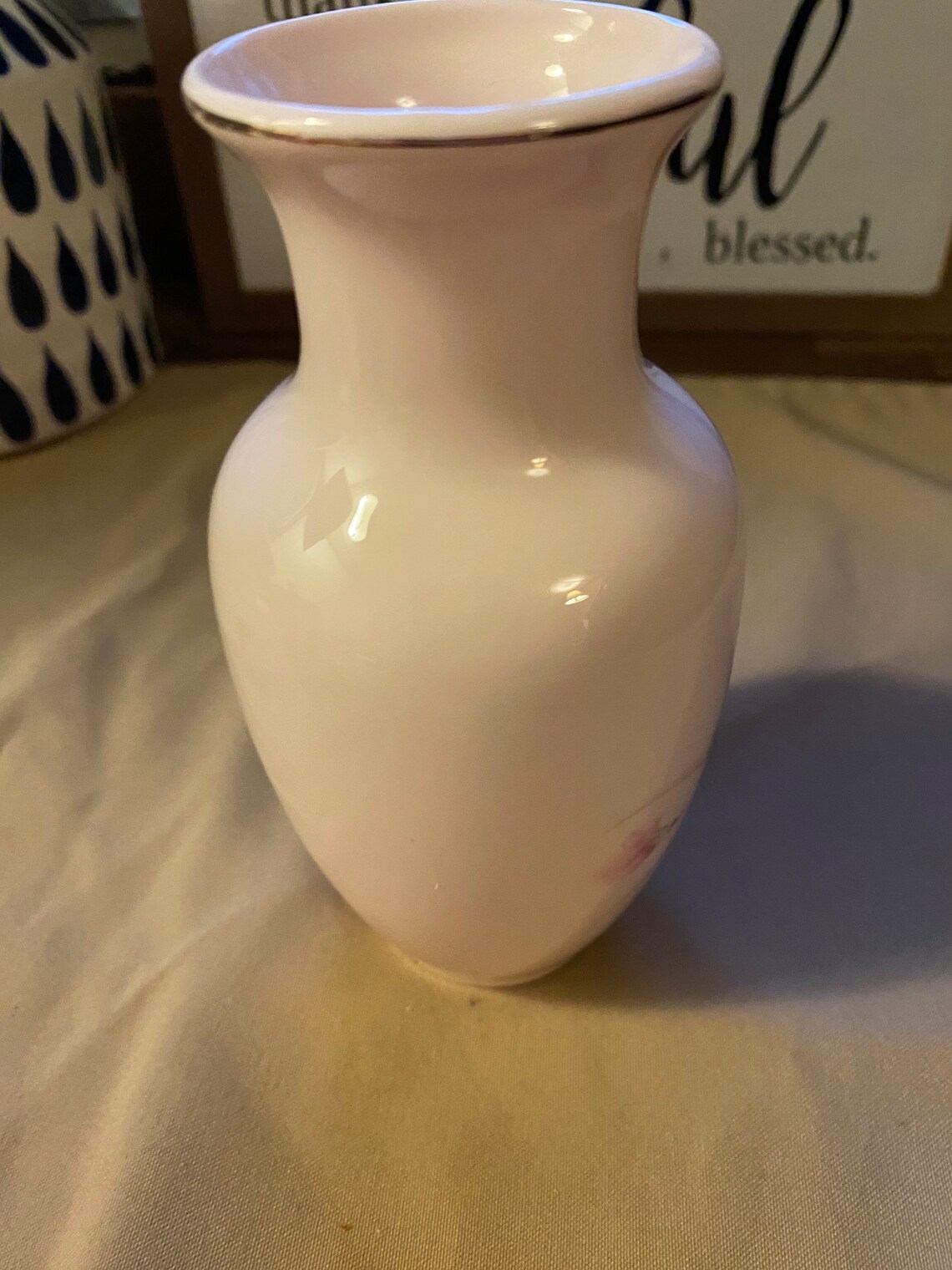 Light Pink Vase With Hand Painted Floral Spray Design. - Etsy