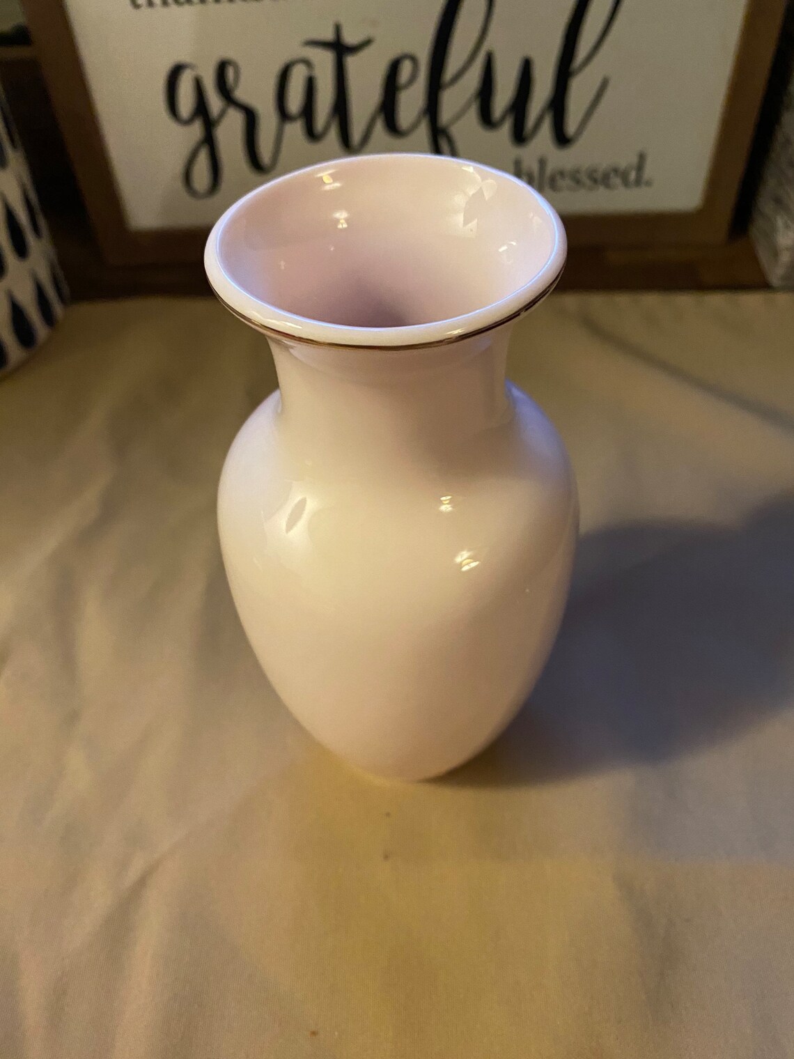 Light Pink Vase With Hand Painted Floral Spray Design. - Etsy