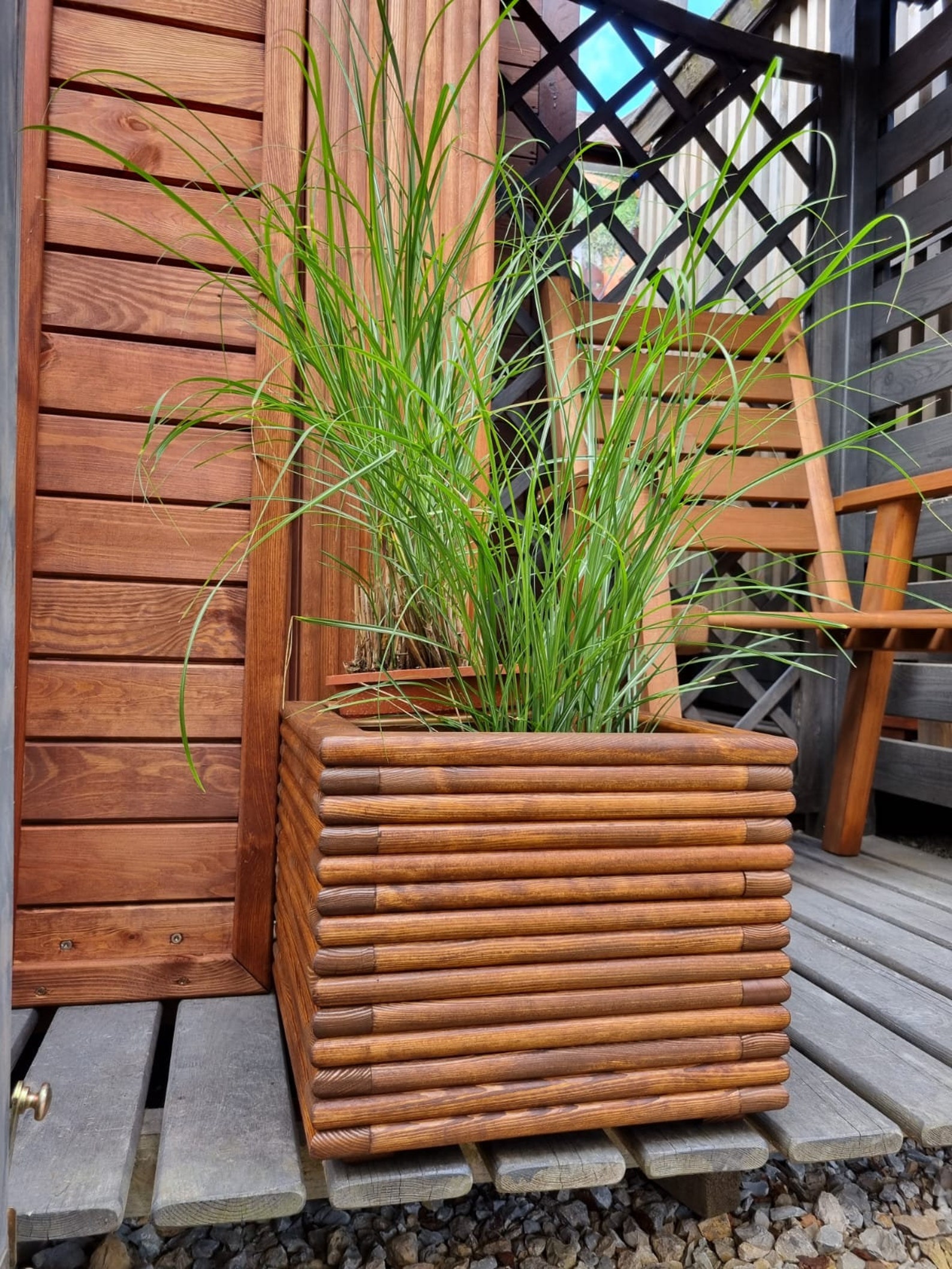 Modern Indoor Wooden Planter, Terrace Flowerpot in Minimal Design 3D ...