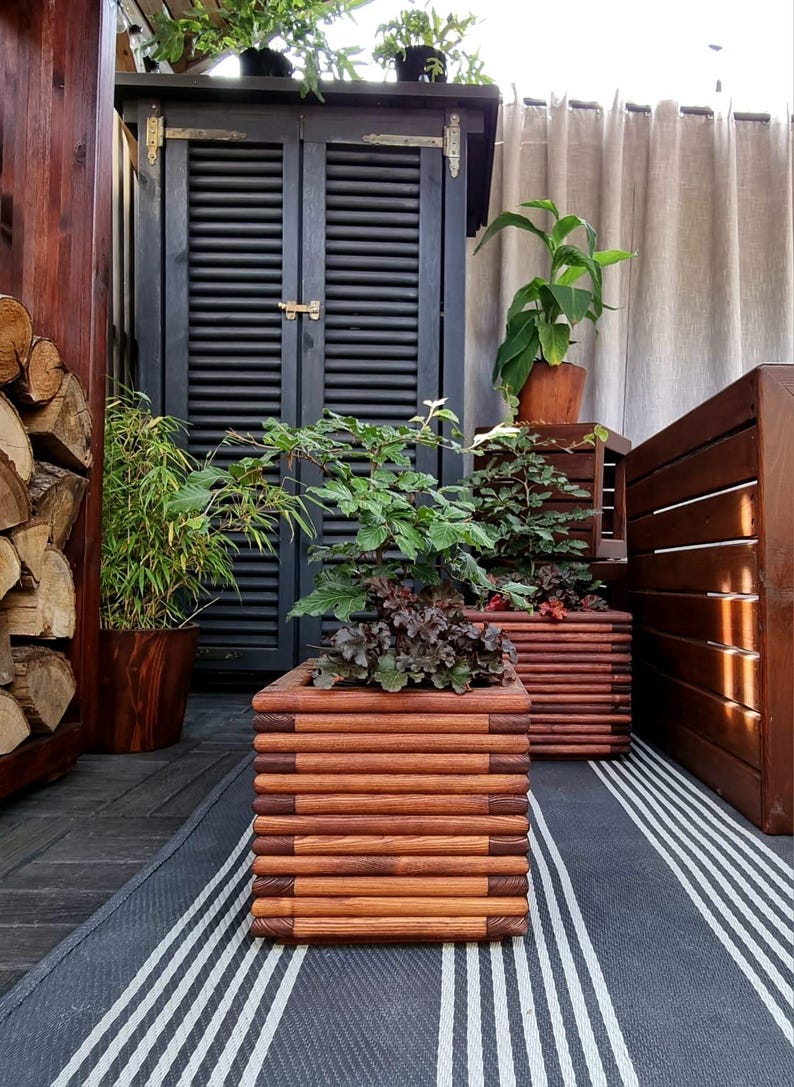 Modern Indoor Wooden Planter, Terrace Flowerpot in Minimal Design 3D ...