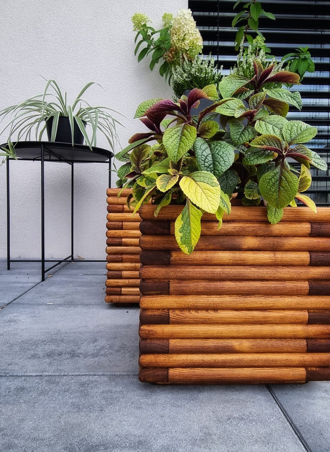 Modern Indoor Wooden Planter, Terrace Flowerpot in Minimal Design 3D ...