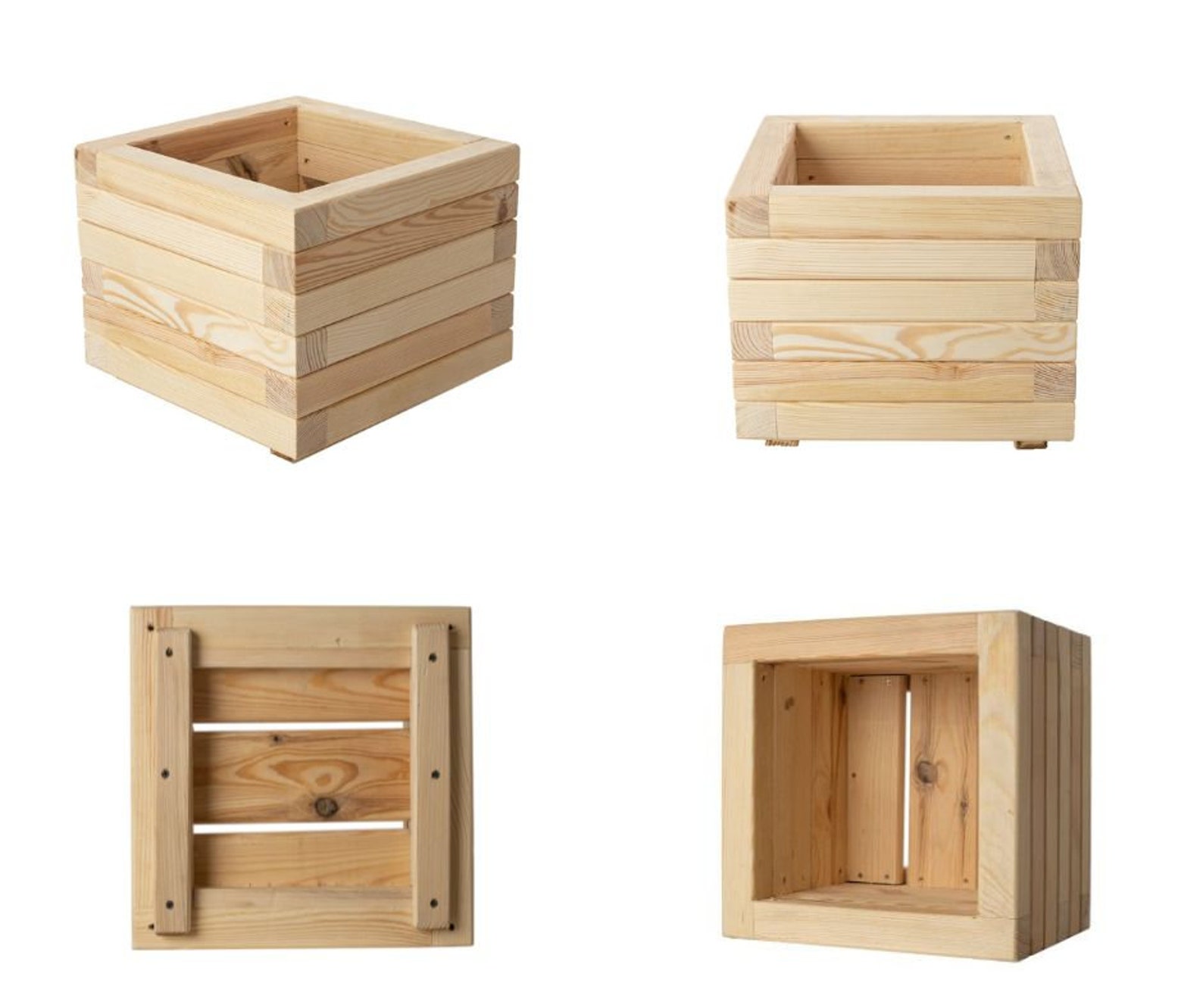 Square Wooden Container for Indoor, Square Flower Pot for Garden ...