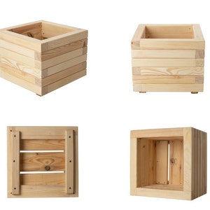Square Wooden Container for Indoor, Square Flower Pot for Garden ...
