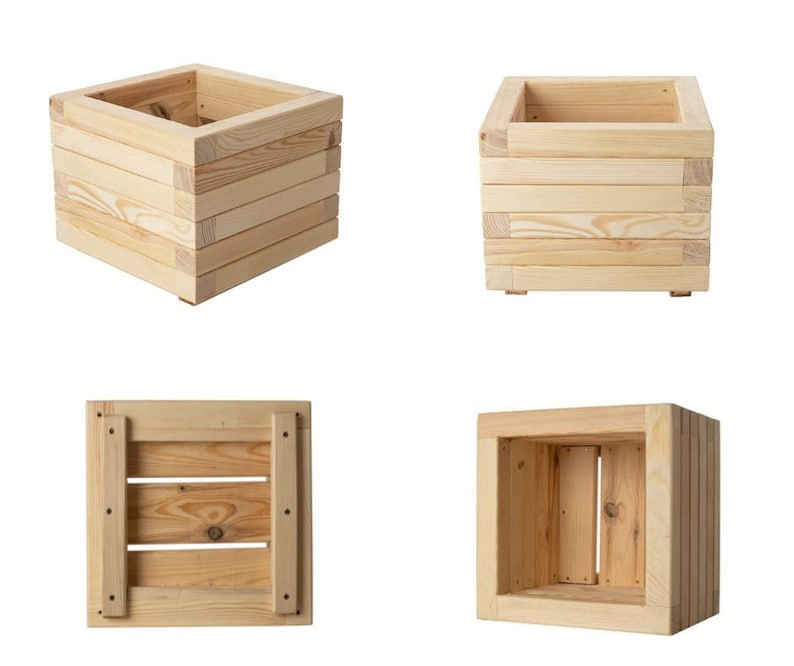 Square Wooden Container for Indoor, Square Flower Pot for Garden ...