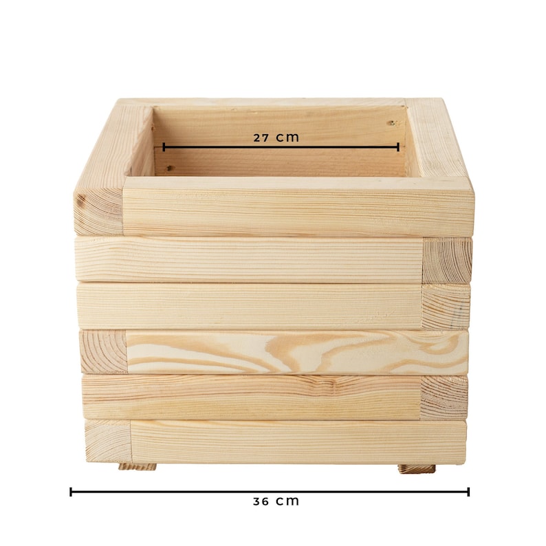 Square Wooden Container for Indoor, Square Flower Pot for Garden ...