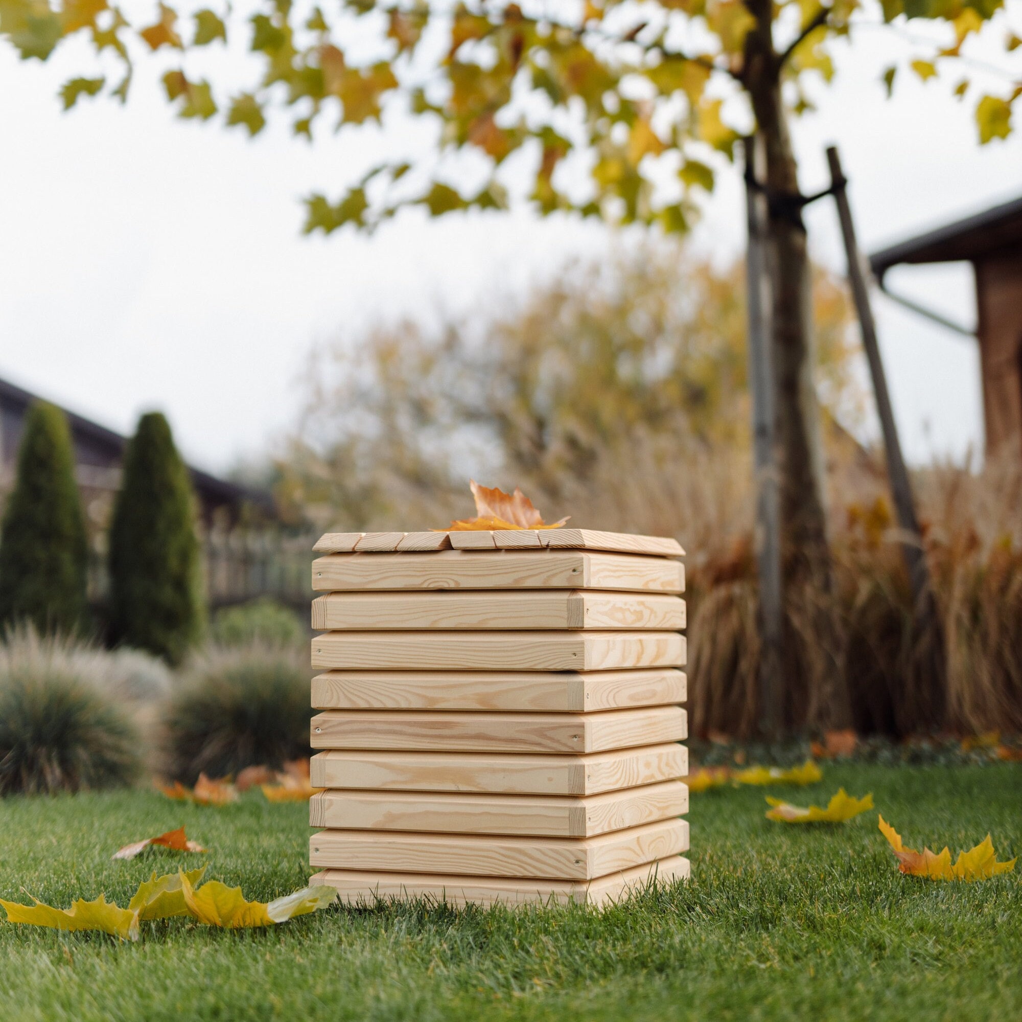 Outdoor Storage Box With Seat, Wooden Box for Garden Equipment, Solid ...