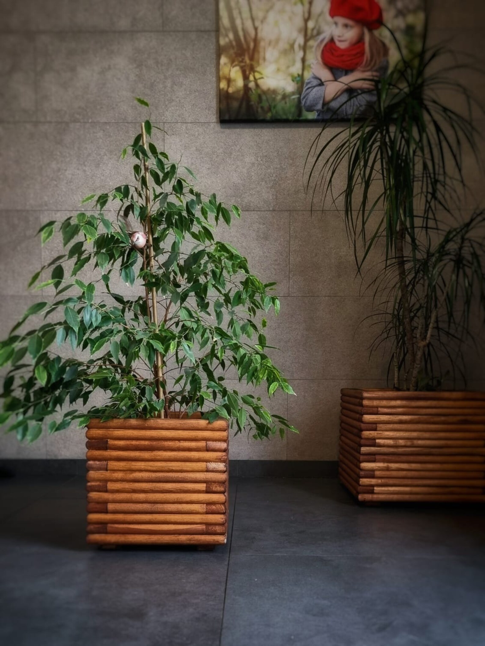 Modern Indoor Wooden Planter, Terrace Flowerpot in Minimal Design 3D ...
