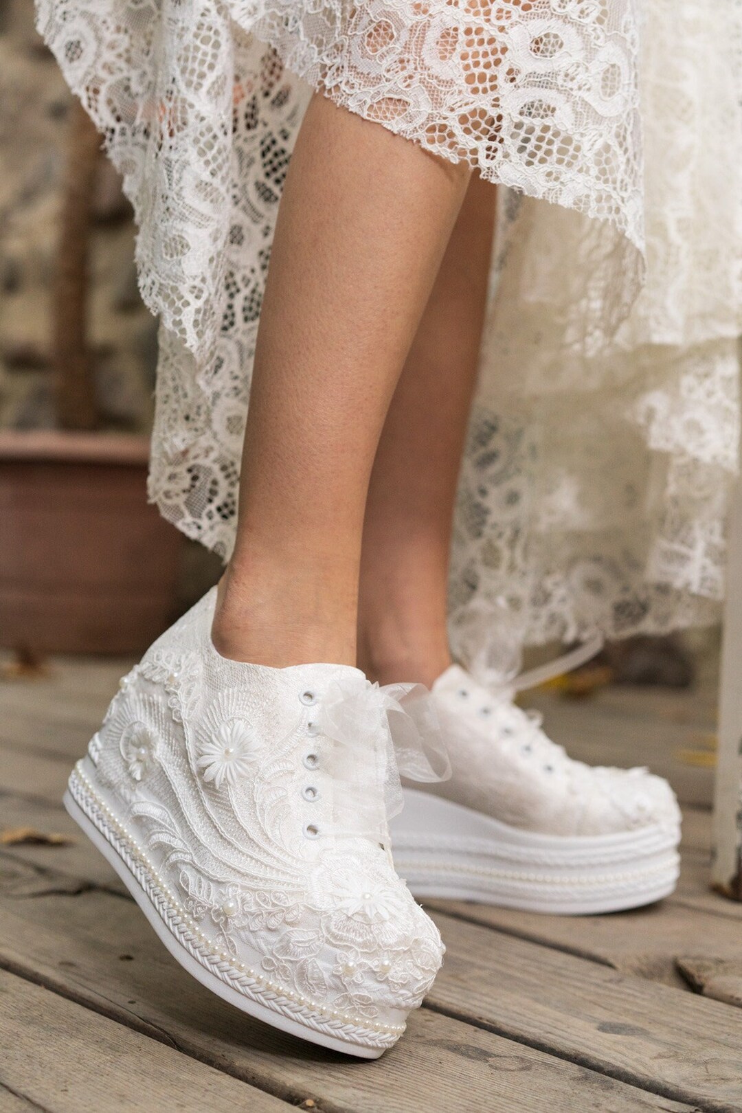 Wedding Dress Converse Lace Embroidered Personalized Stylish - Etsy